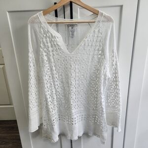 Zozo | Tops | Zozo Crochet Sheer Lace Long Sleeve Top Cover Up Size Xl ...